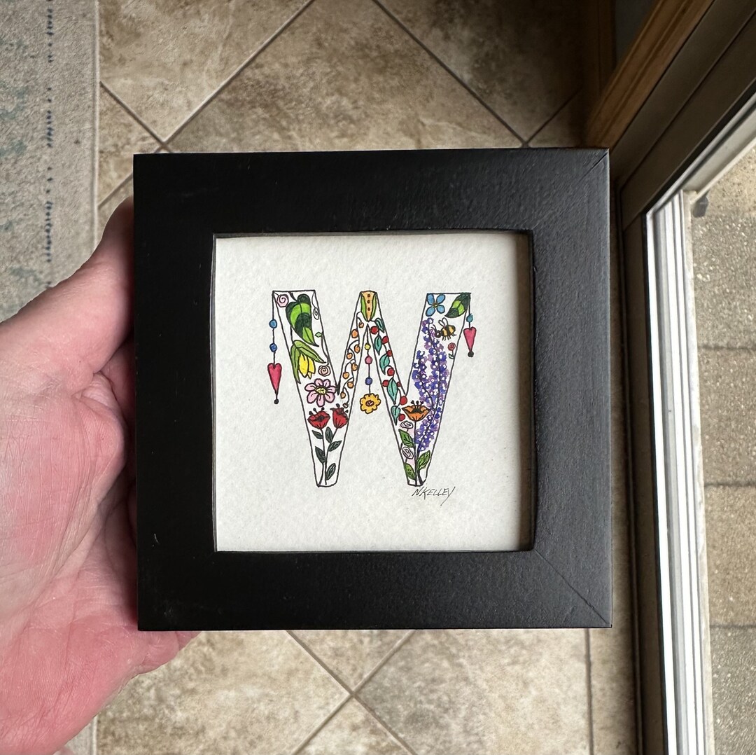 W - Letter W Painting - Original Painting - NOT a Print - Tiny Painting ...