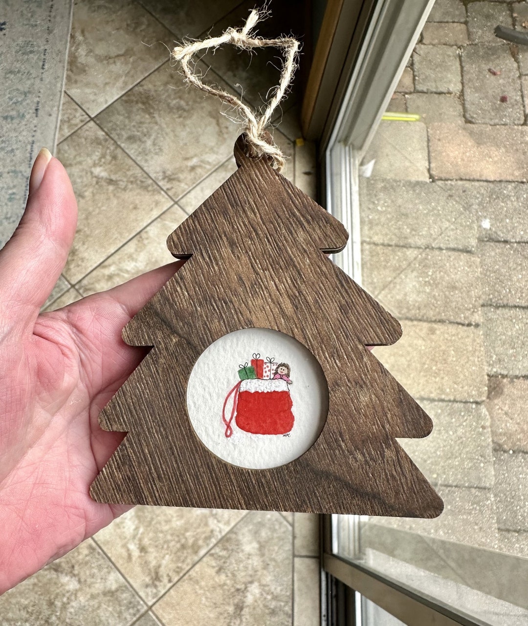 Santa's Toy Bag Ornament - Original Painting - NOT a Print - TINY ...