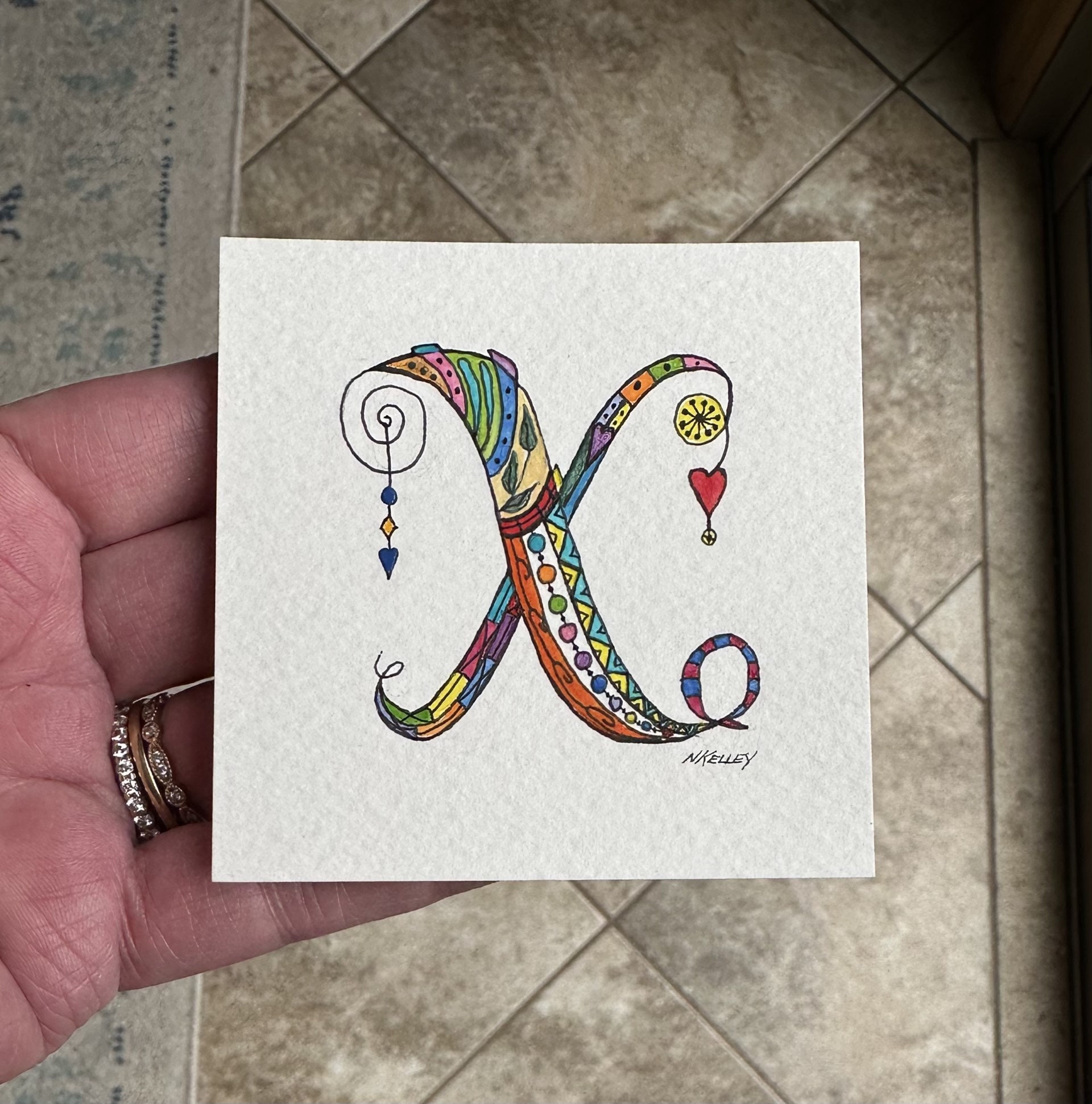 X Letter X Painting Original Painting NOT a Print Tiny Painting ...