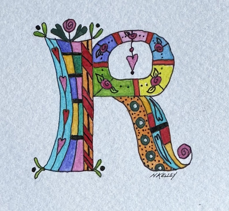 R Letter R Painting Original Painting NOT a Print Tiny Painting ...