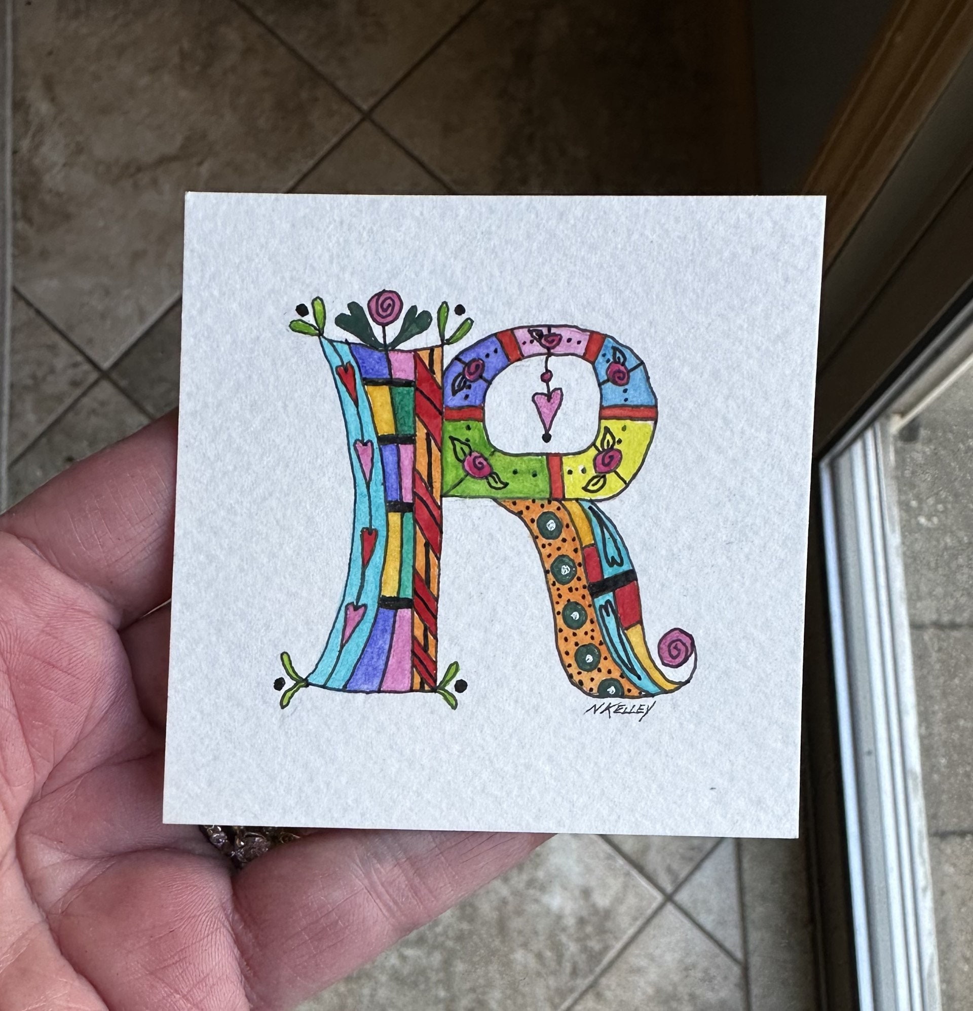 R Letter R Painting Original Painting NOT a Print Tiny Painting ...