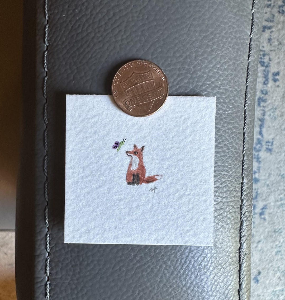 Super Miniature Fox Painting - Original Painting - NOT a Print - Tiny ...
