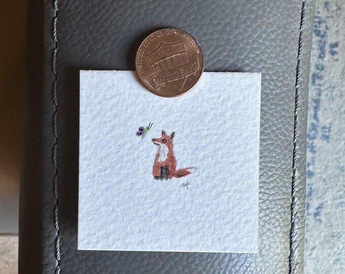 Super Miniature Fox Painting - Original Painting - NOT a Print - Tiny ...