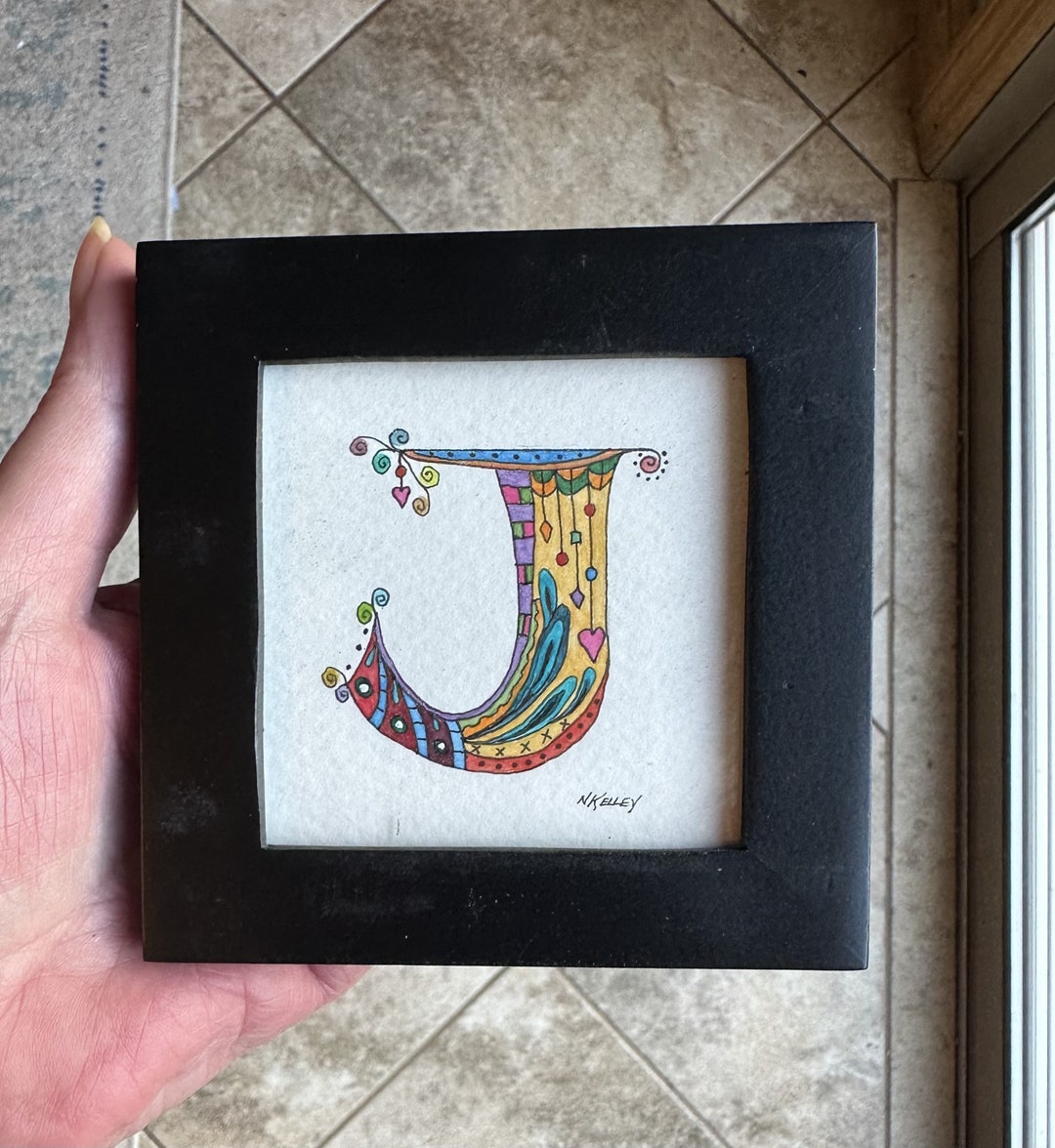 J - Letter J Painting - Original Painting - NOT a Print - TINY Painting ...
