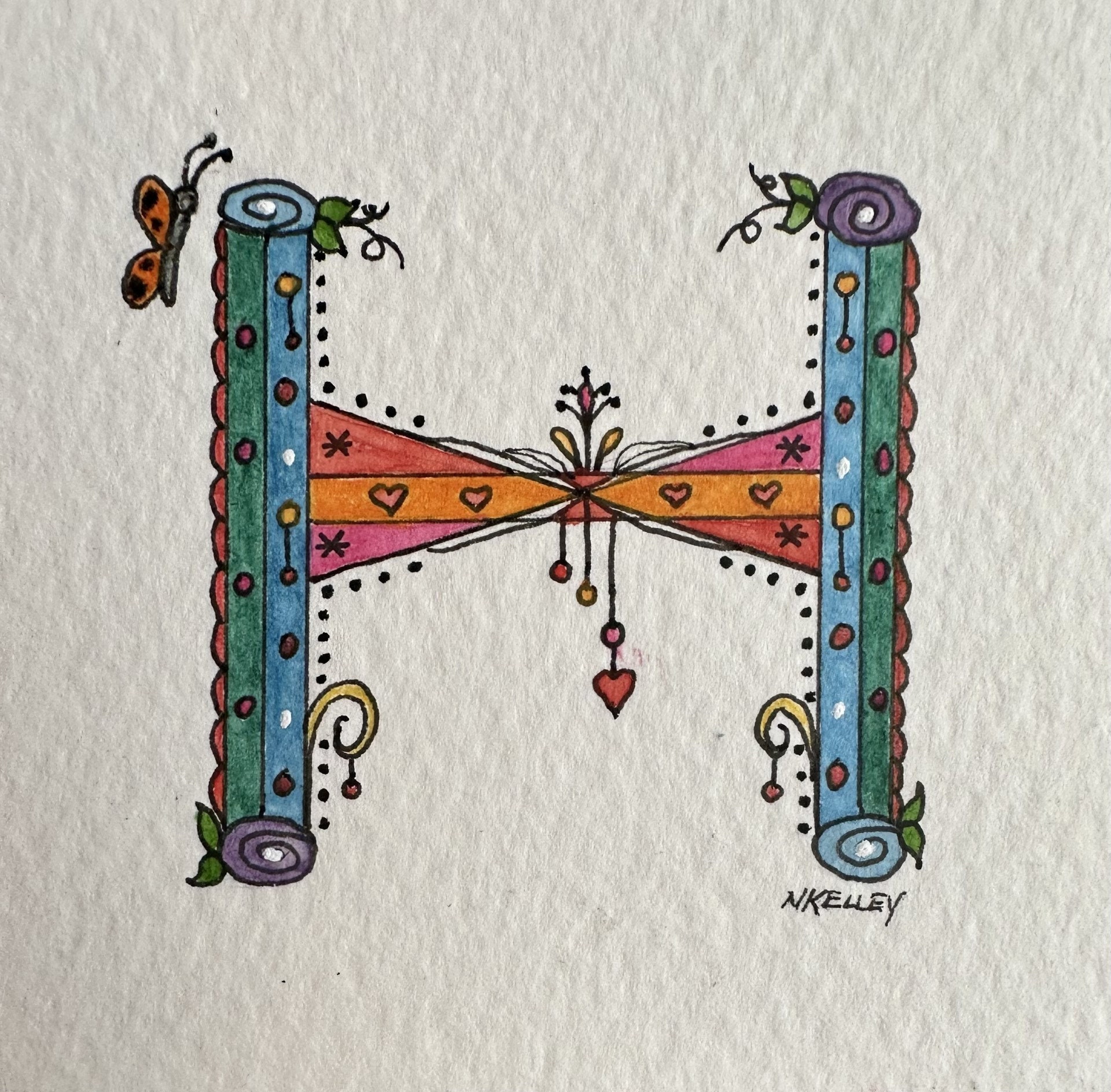 H Letter H Painting Original Painting NOT a Print TINY Painting ...