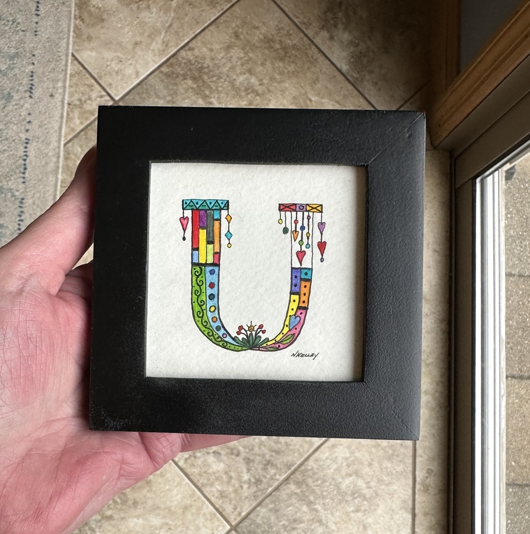 U - Letter U Painting - Original Painting - NOT a Print - Tiny Painting ...