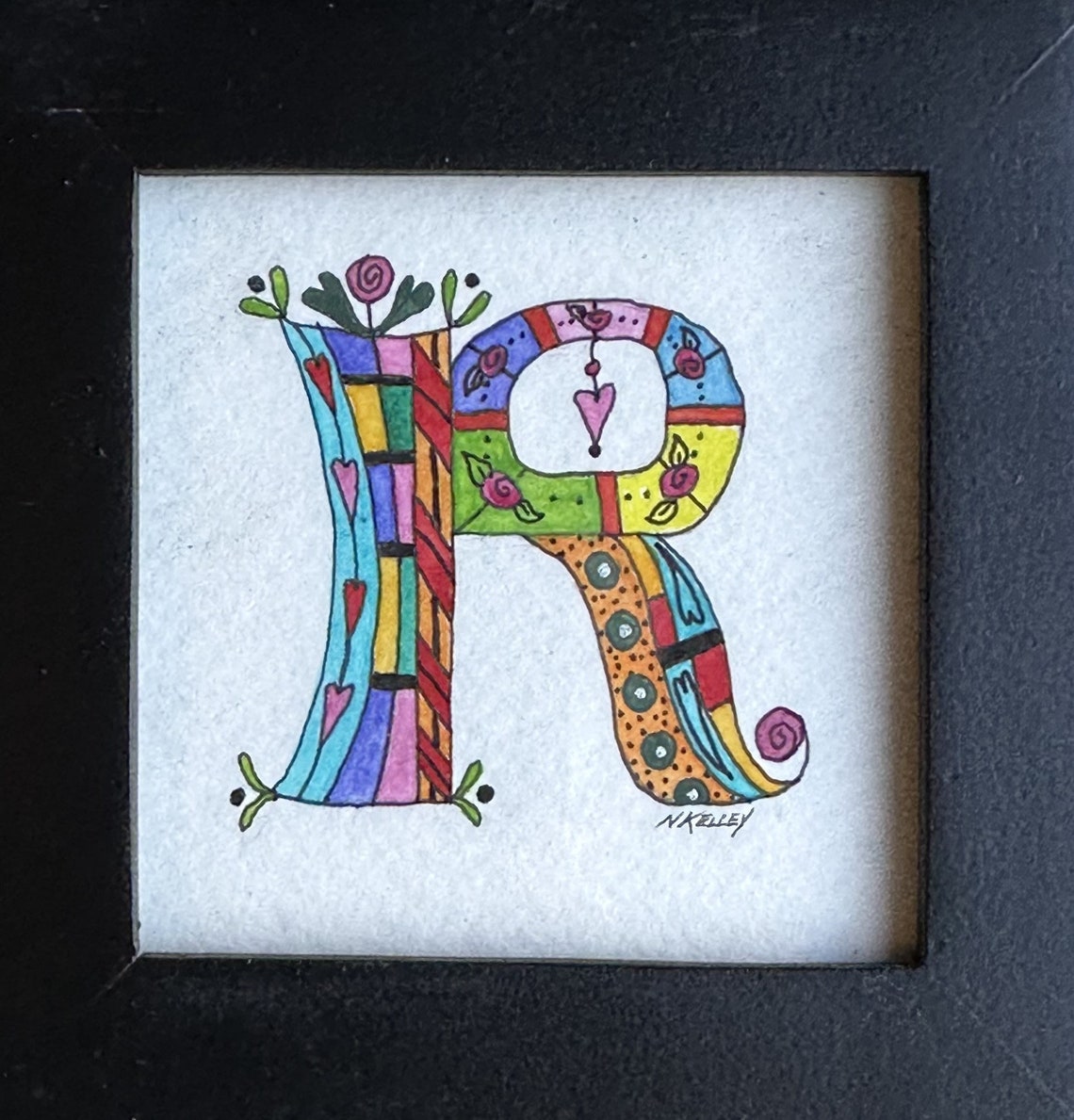 R Letter R Painting Original Painting NOT a Print Tiny Painting ...