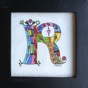 R - Letter R Painting - Original Painting - NOT a Print - Tiny Painting ...