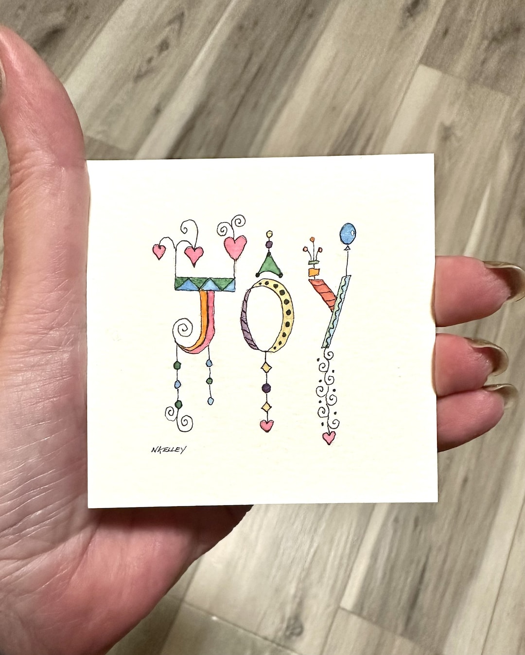 Original Watercolor 'joy' Painting: Tiny Framed Word Art - Etsy
