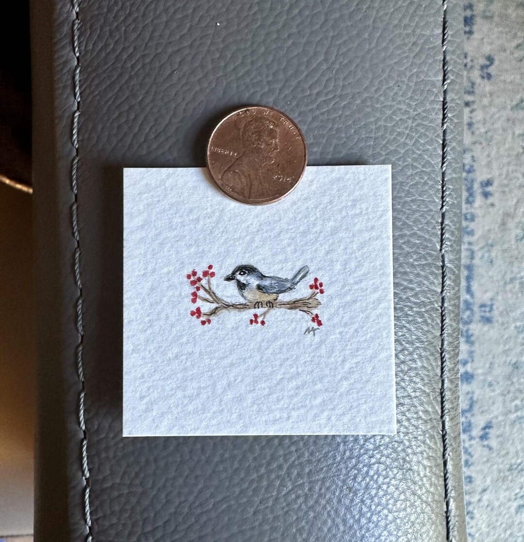 Miniature Chickadee Painting: Original Framed Watercolor Art - Etsy