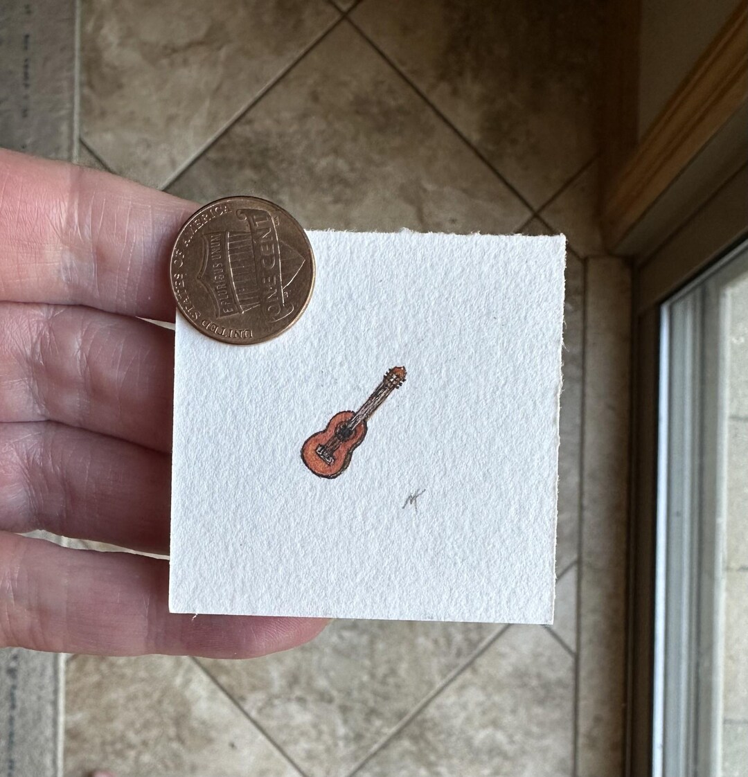 Super Miniature Guitar Watercolor Painting - Original Painting NOT a ...