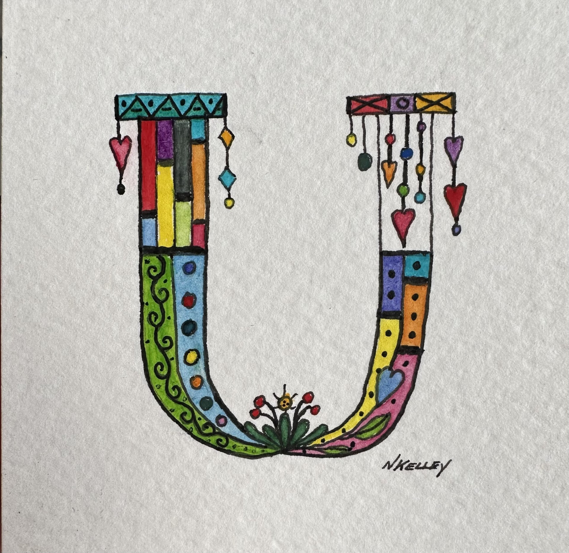 U Letter U Painting Original Painting NOT a Print Tiny Painting ...