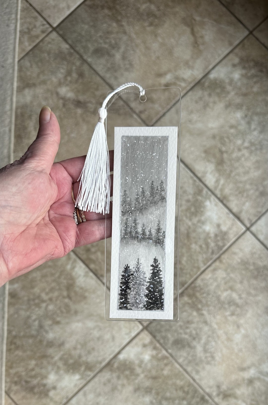 Trees Bookmark - Original Watercolor Painting - Not a Print - Sleeve ...