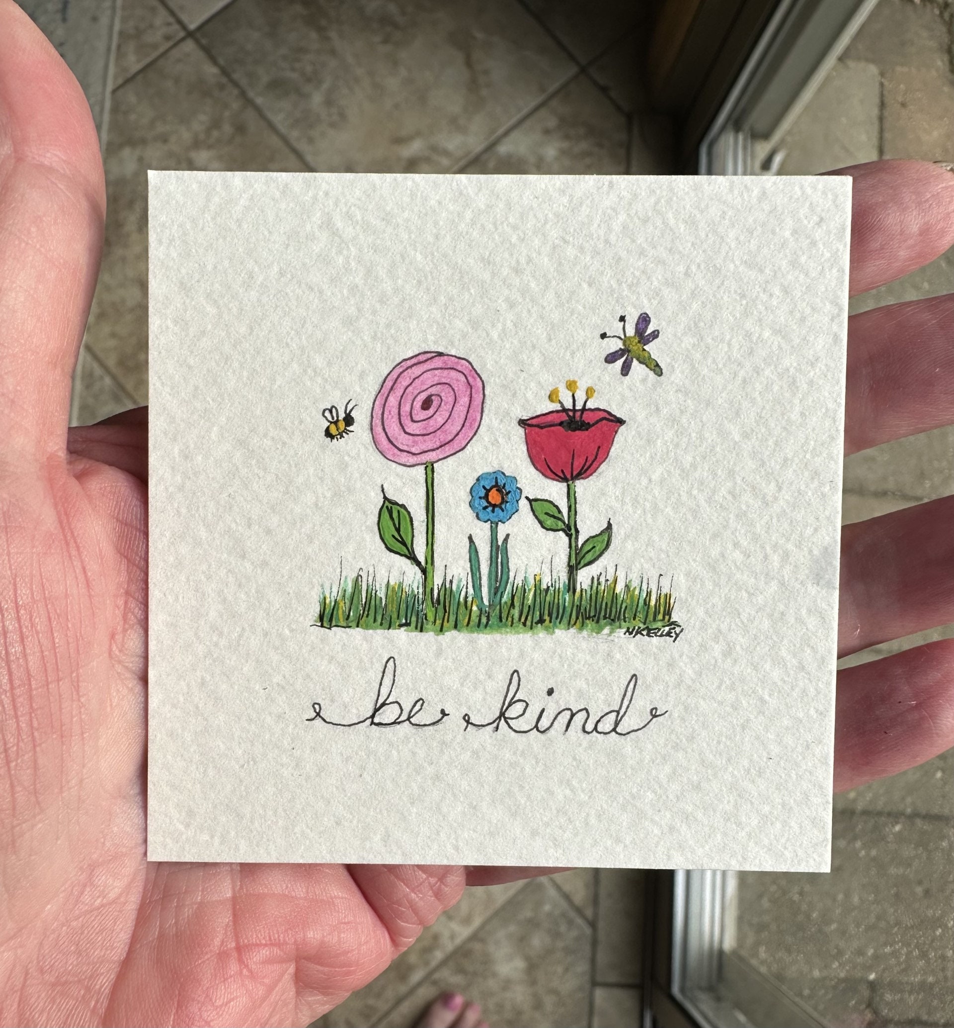 Be Kind Message With Flowers Original Painting NOT a Print - Etsy