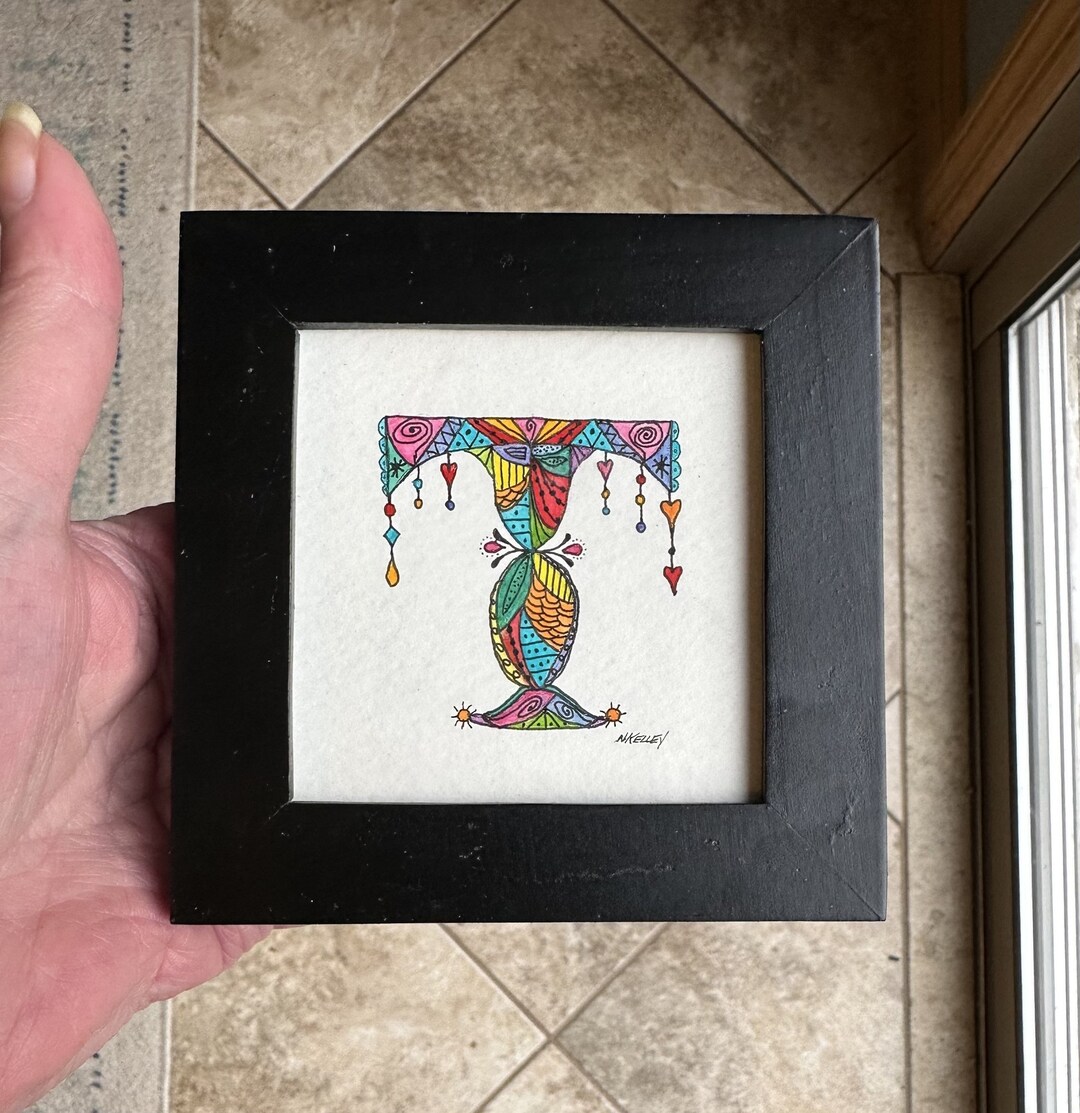 T - Letter T Painting - Original Painting - NOT a Print - Tiny Painting ...