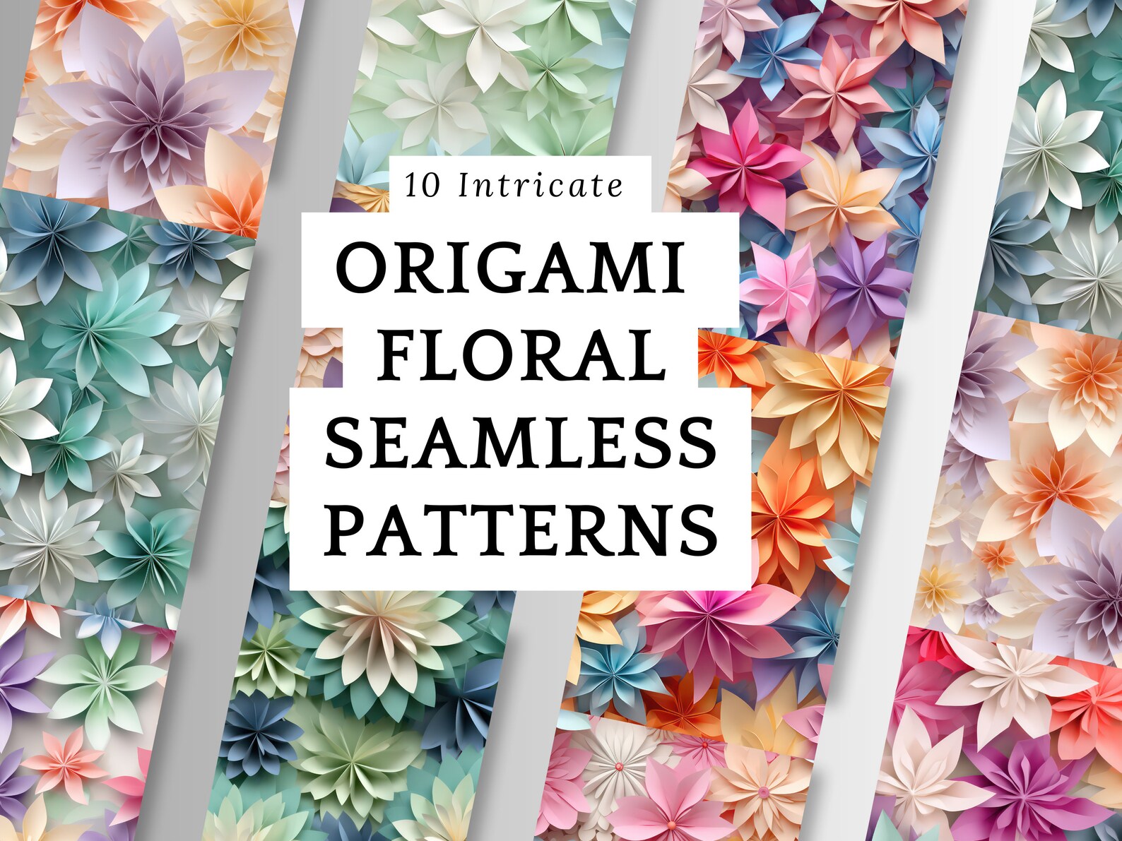 10 Origami 3D Floral Seamless Patterns, Repeating Pattern, Background ...