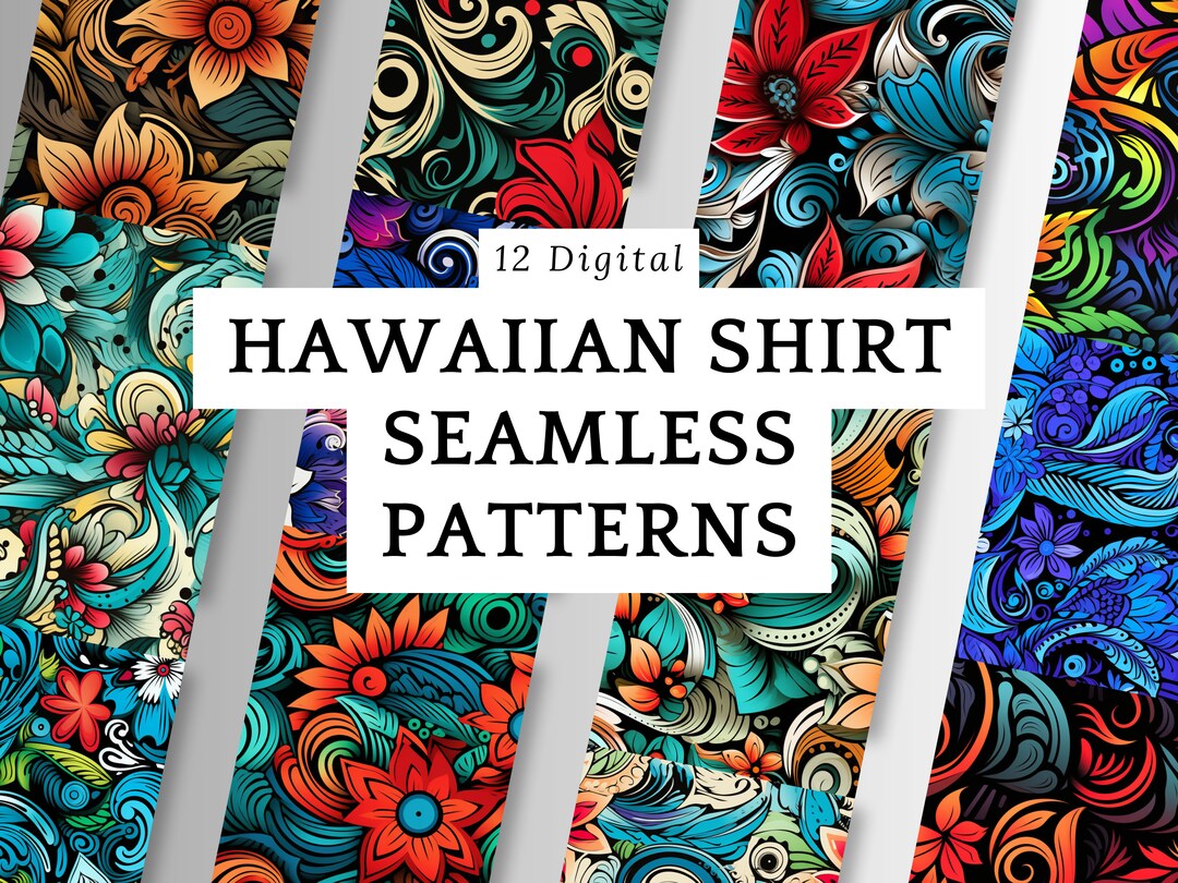 12 Hawaiian Shirt Seamless Patterns, Repeating Pattern, Background ...