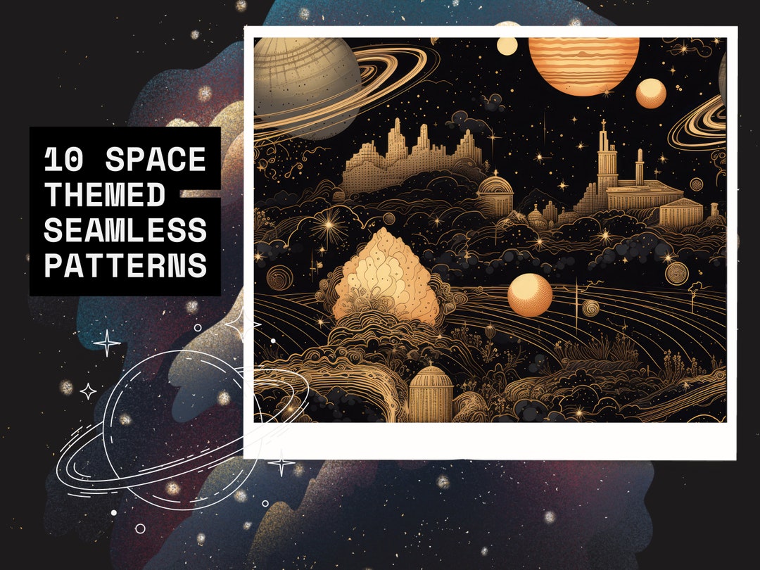 10 Outer Space Digital Paper Designs, Seamless Patterns, Repeating ...