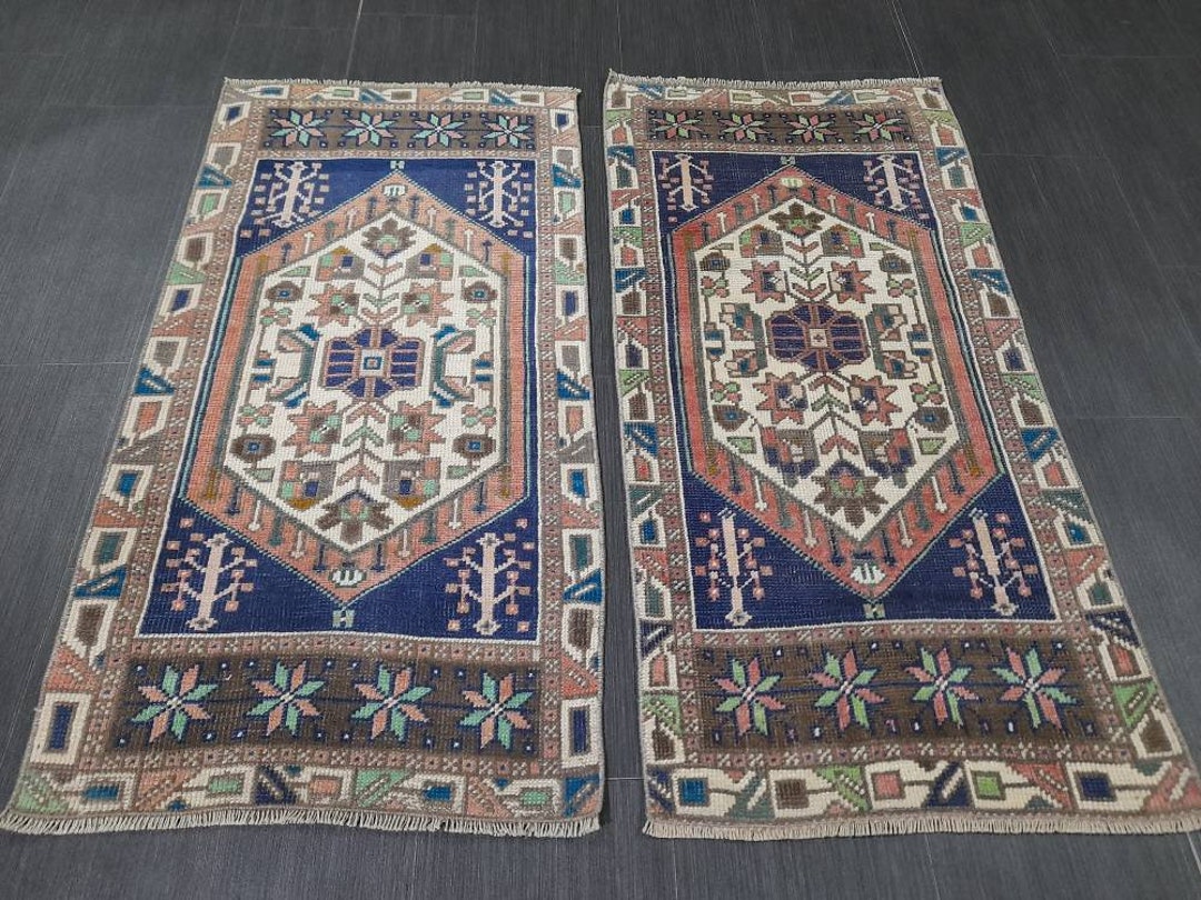 Twin Small Area Rug, Coordinating Vanity Rug, Vintage Bathroom 2x4 Rug ...