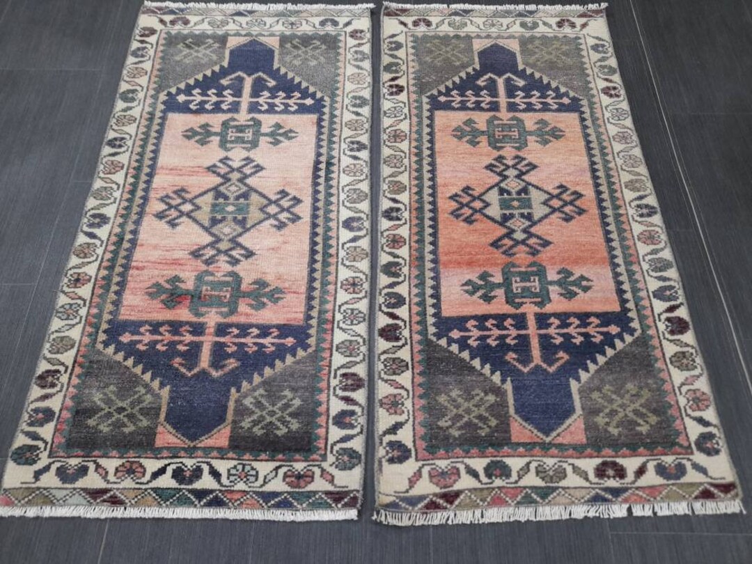 Twin Small Area Rug, Coordinating Vanity Rug, Vintage Bathroom 2x4 Rug ...