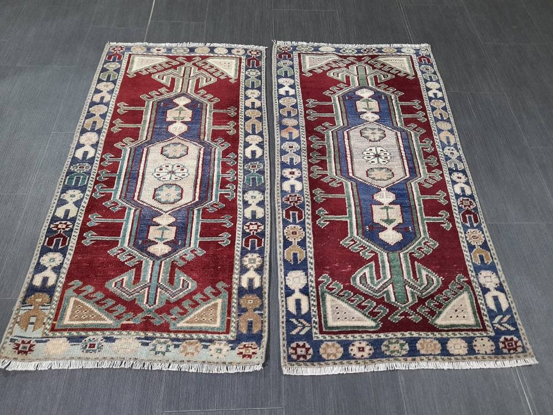 Vintage Twin Rugs, Coordinating Vanity Rug, Vintage Bathroom 2x4 Rug ...