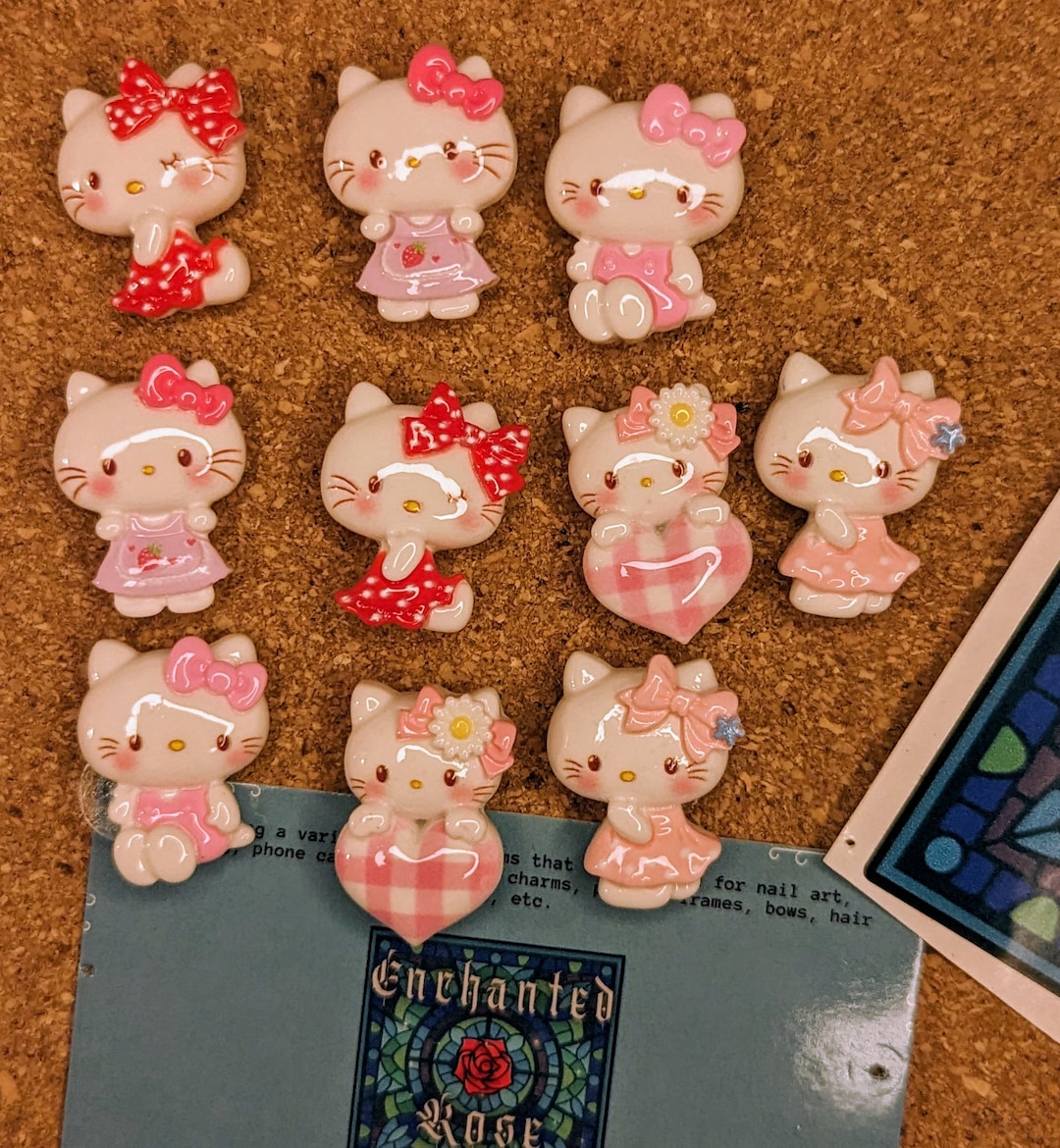 10 Pcs Hello Kitty Sanrio Push Pins, Kawaii Push Pins, Bulletin Board, Cork Board, Thumbtacks ...