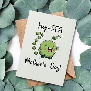 Punny Mother's Day Card, Funny Mother's Day Card Hap-pea Mother's Day ...