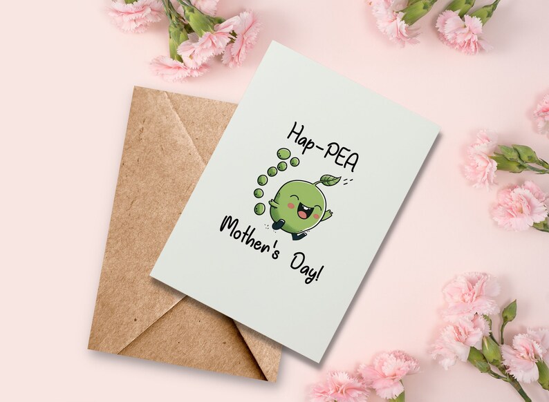 Punny Mother's Day Card, Funny Mother's Day Card Hap-pea Mother's Day ...