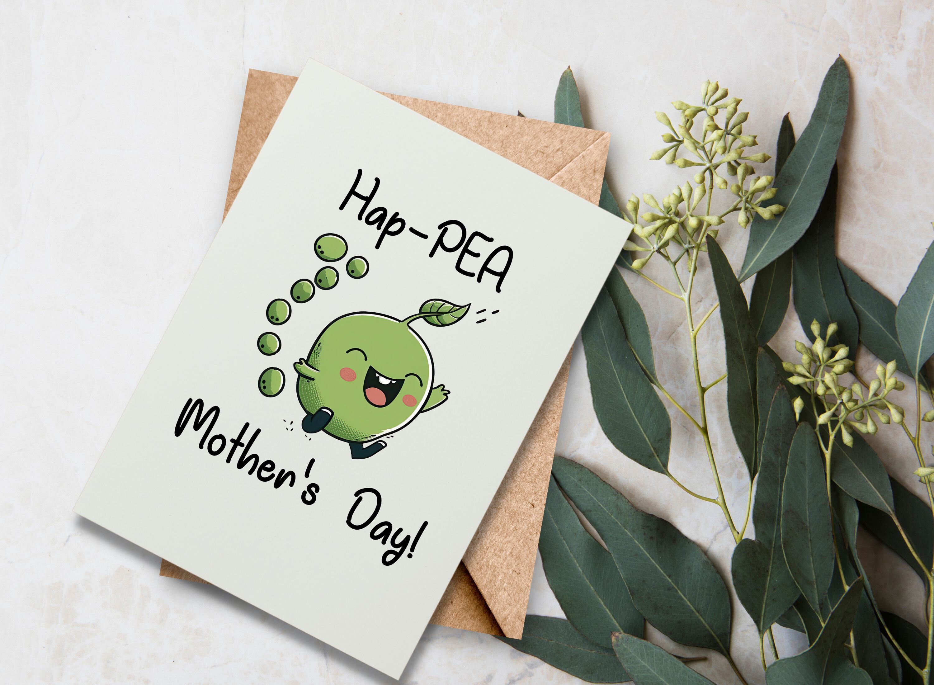 Punny Mother's Day Card, Funny Mother's Day Card Hap-pea Mother's Day ...