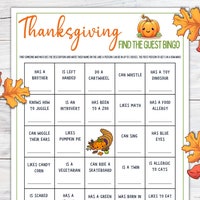 Editable Thanksgiving Find the Guest Bingo | Thanksgiving Human Bingo ...