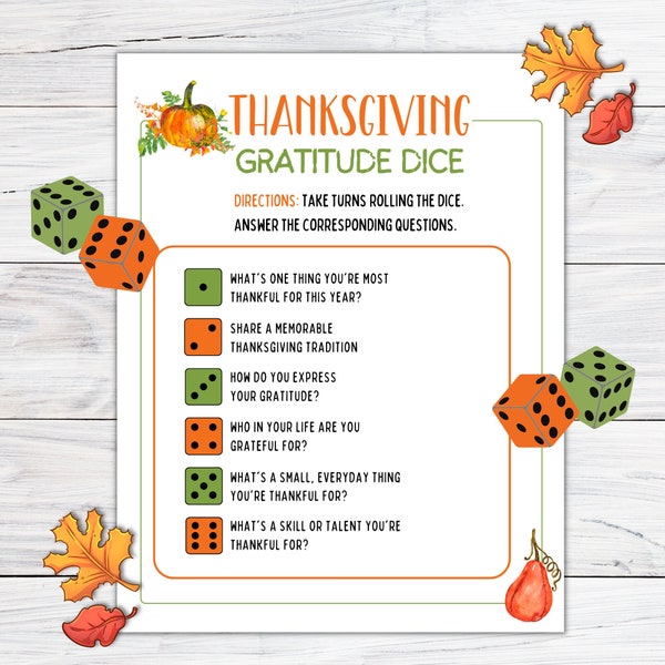 Gratitude Dice Game - Etsy