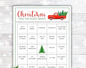 Find the Guest Christmas Bingo, Christmas Party Games for Family and ...