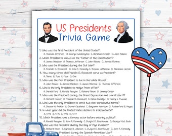 President's Day Trivia Game, US Presidents Trivia Questions, Homeschool ...