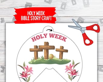 Holy Week Printable Easter Story Wheel, Palm Sunday Craft Childrens ...