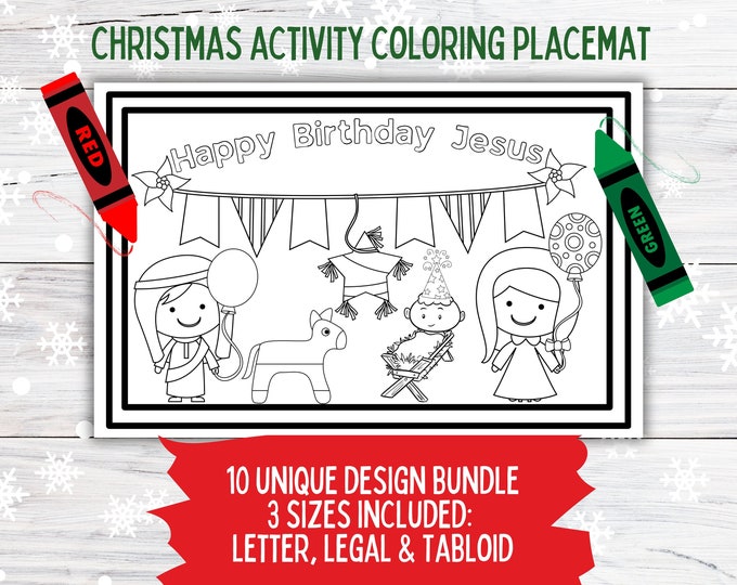 Christmas Coloring Printable Placemats, Jesus Christmas, Christian ...