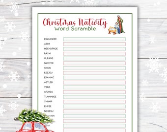 Printable Christmas Nativity Word Scramble, Christmas Party Game ...