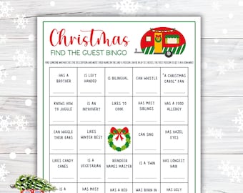 Find the Guest Christmas Bingo, Christmas Party Games Printable ...