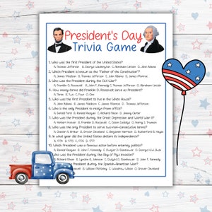 President's Day Trivia Game, US Presidents Trivia Questions, Homeschool ...