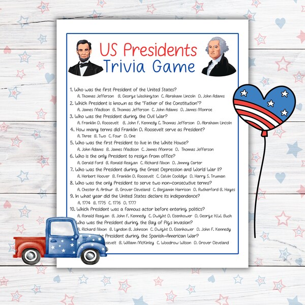 Presidents Game - Etsy