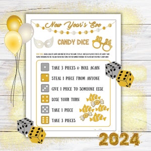 New Years Eve Candy Dice Game Printable, New Year Icebreaker Group Game ...