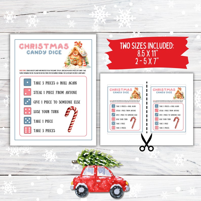 Christmas Candy Dice Game Printable, Pink Gingerbread House, Christmas ...