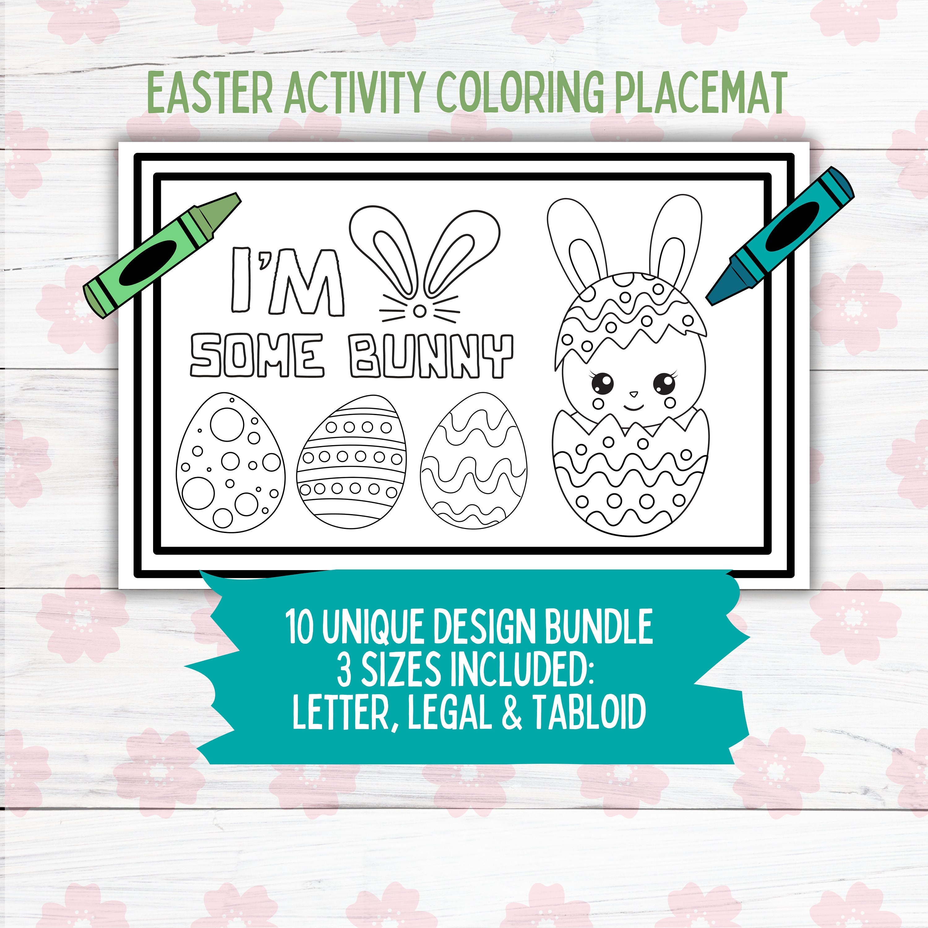 Easter Coloring Printable Placemats, Easter Activity Placemat, Easter ...