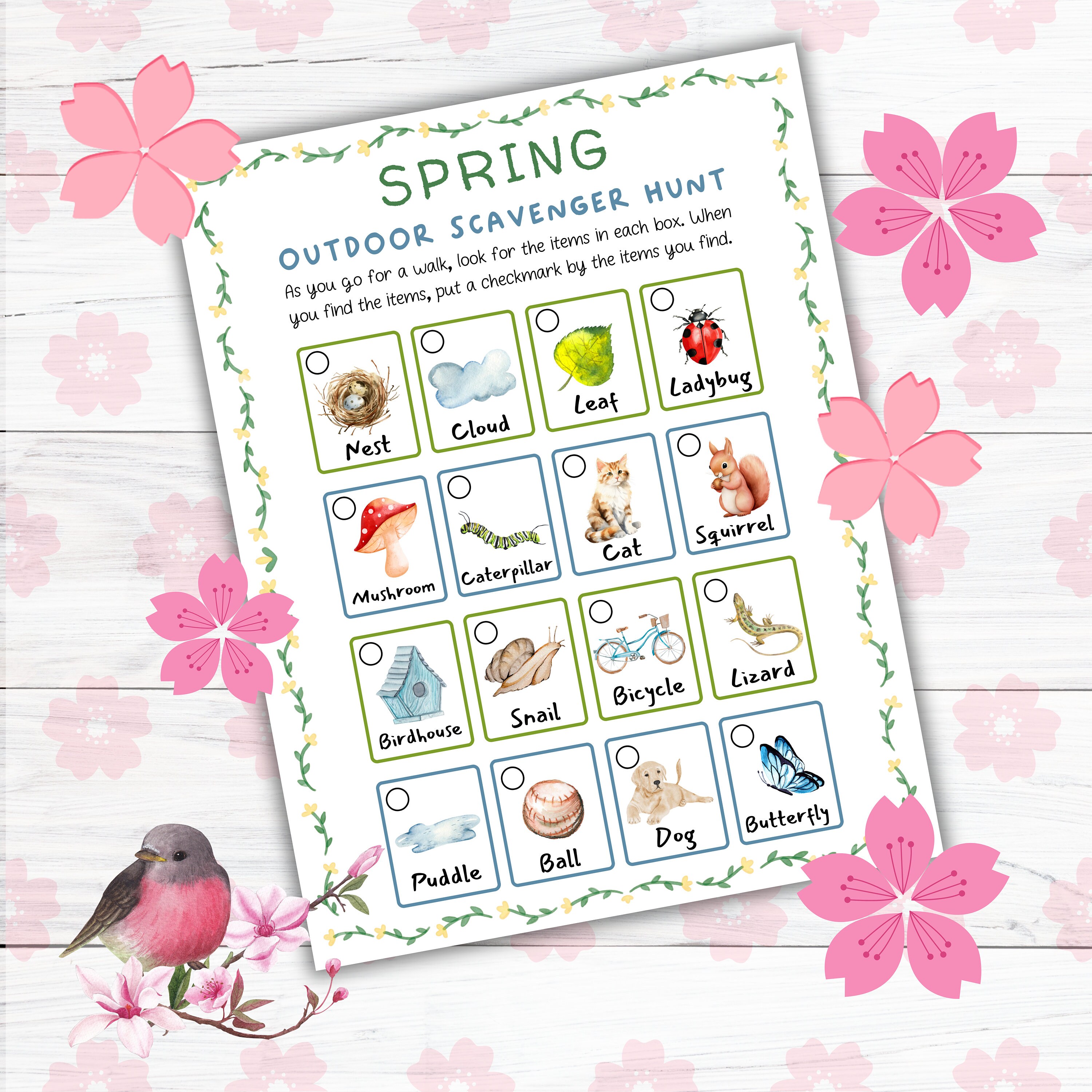 Spring Outdoor Scavenger Hunt, Spring Printable Outdoor Scavenger Hunt ...
