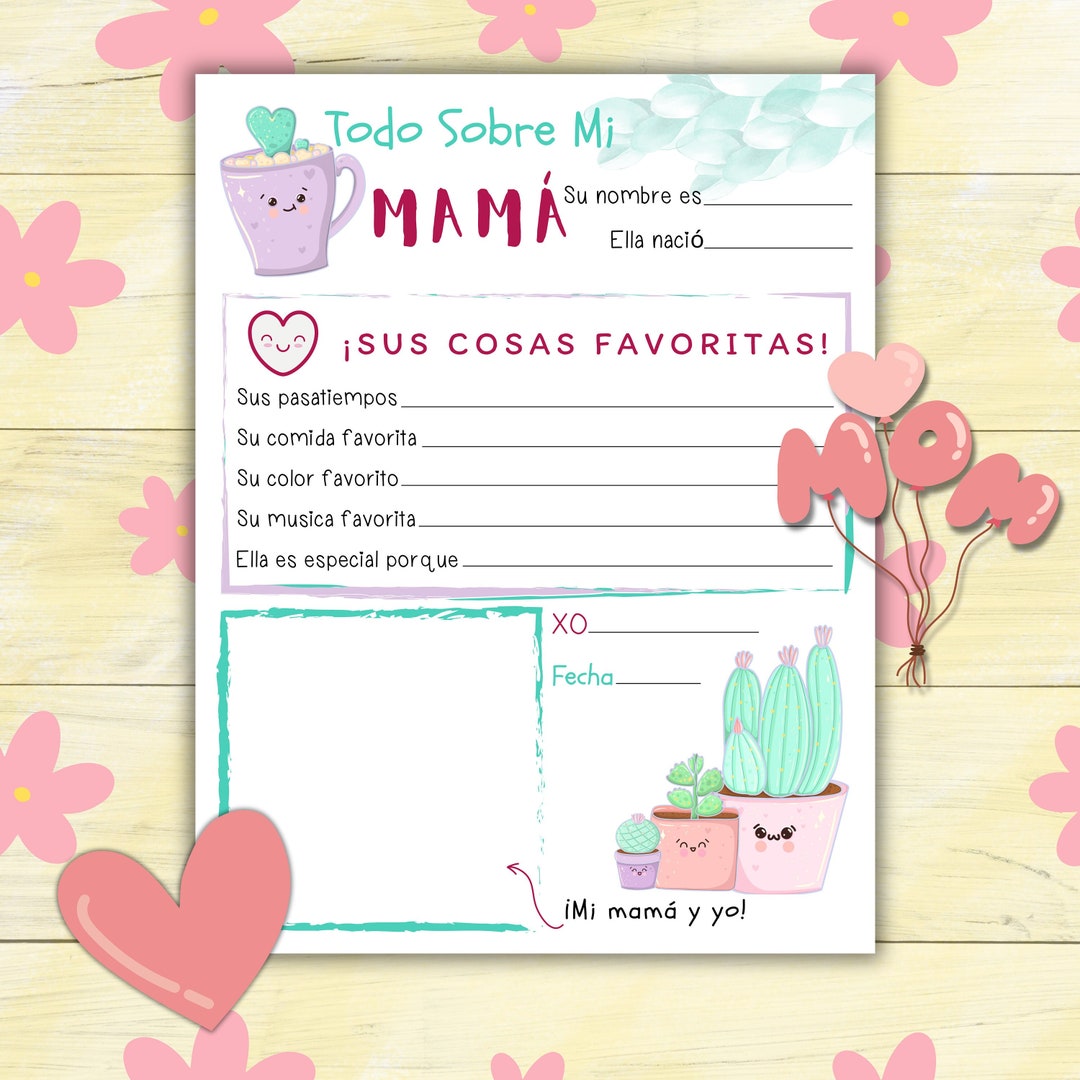 Todo Sobre Mi Mamá, Día De Las Madres Manualidades De Los Niños, Regalo ...