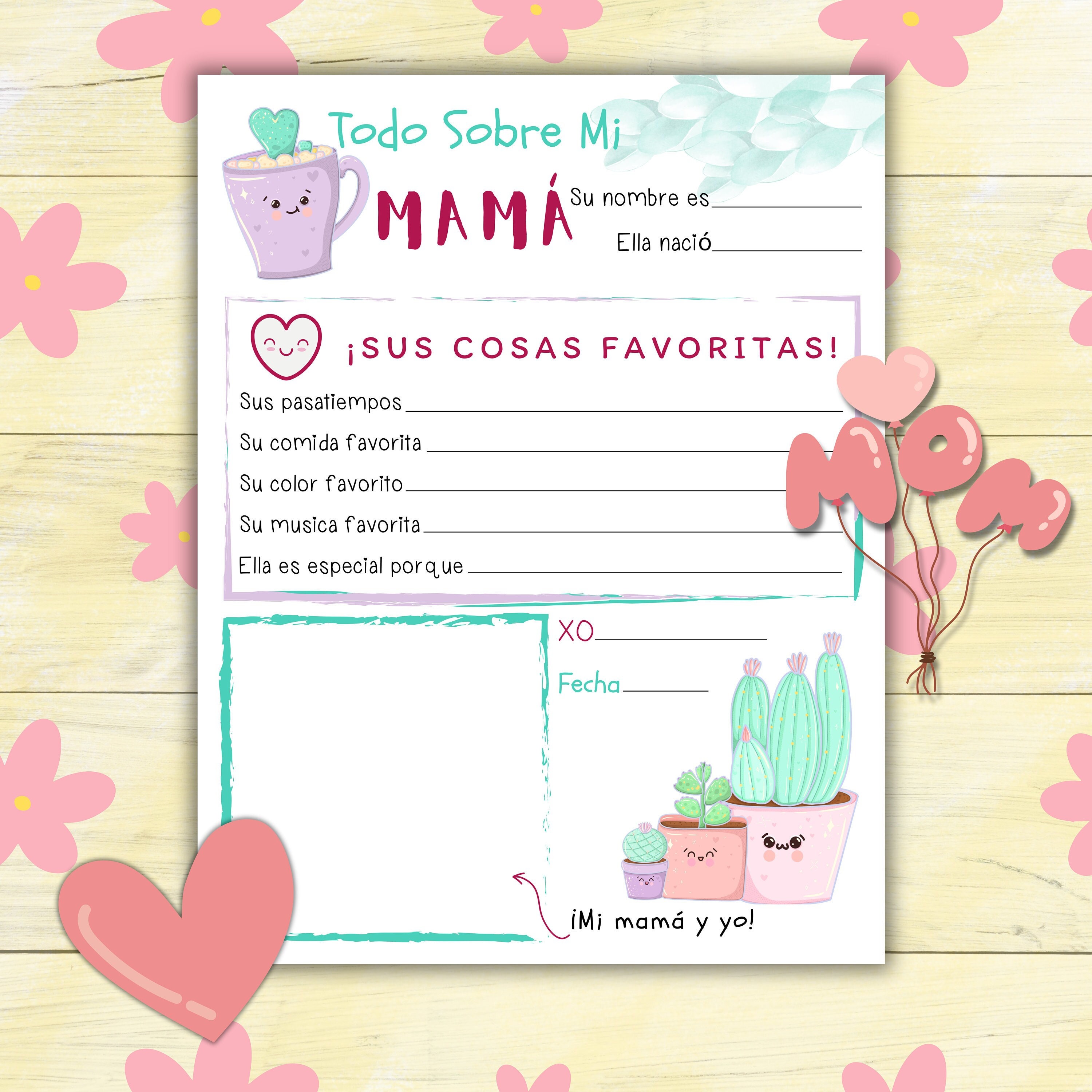 Todo Sobre Mi Mamá, Día De Las Madres Manualidades De Los Niños, Regalo ...