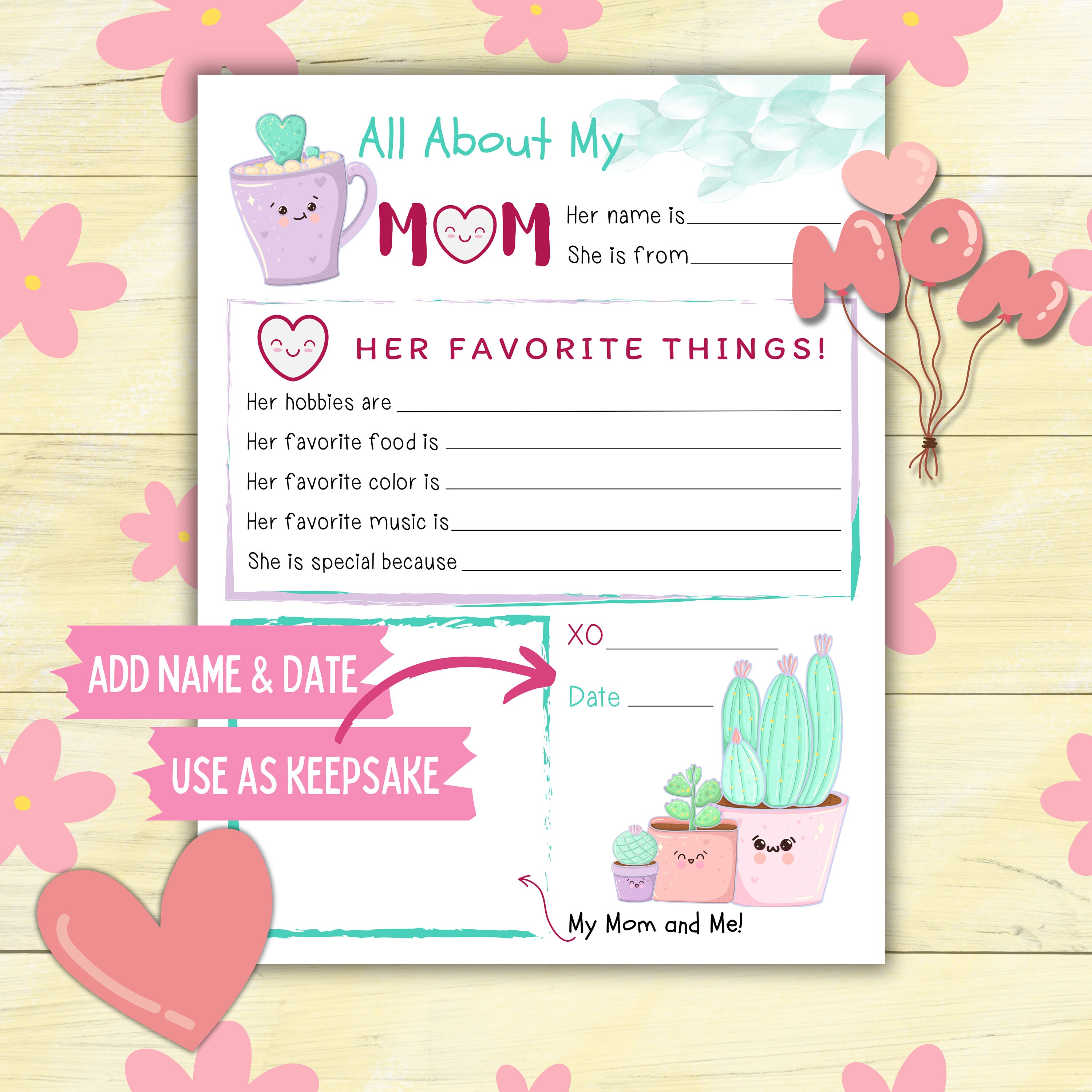All About My Mom, Mother's Day Printable Craft From Kids, Mother's Day ...