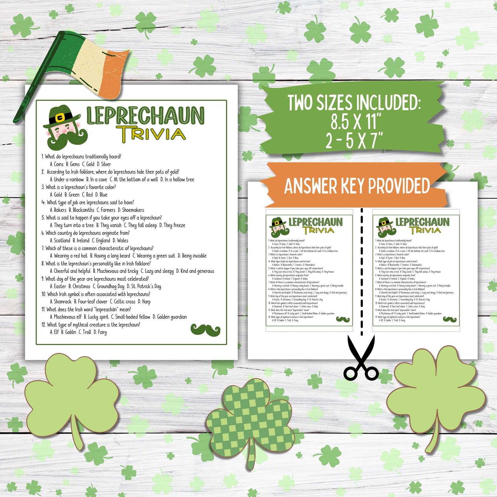 Leprechaun Trivia Game, Printable St Patrick's Day Game, St Patrick ...