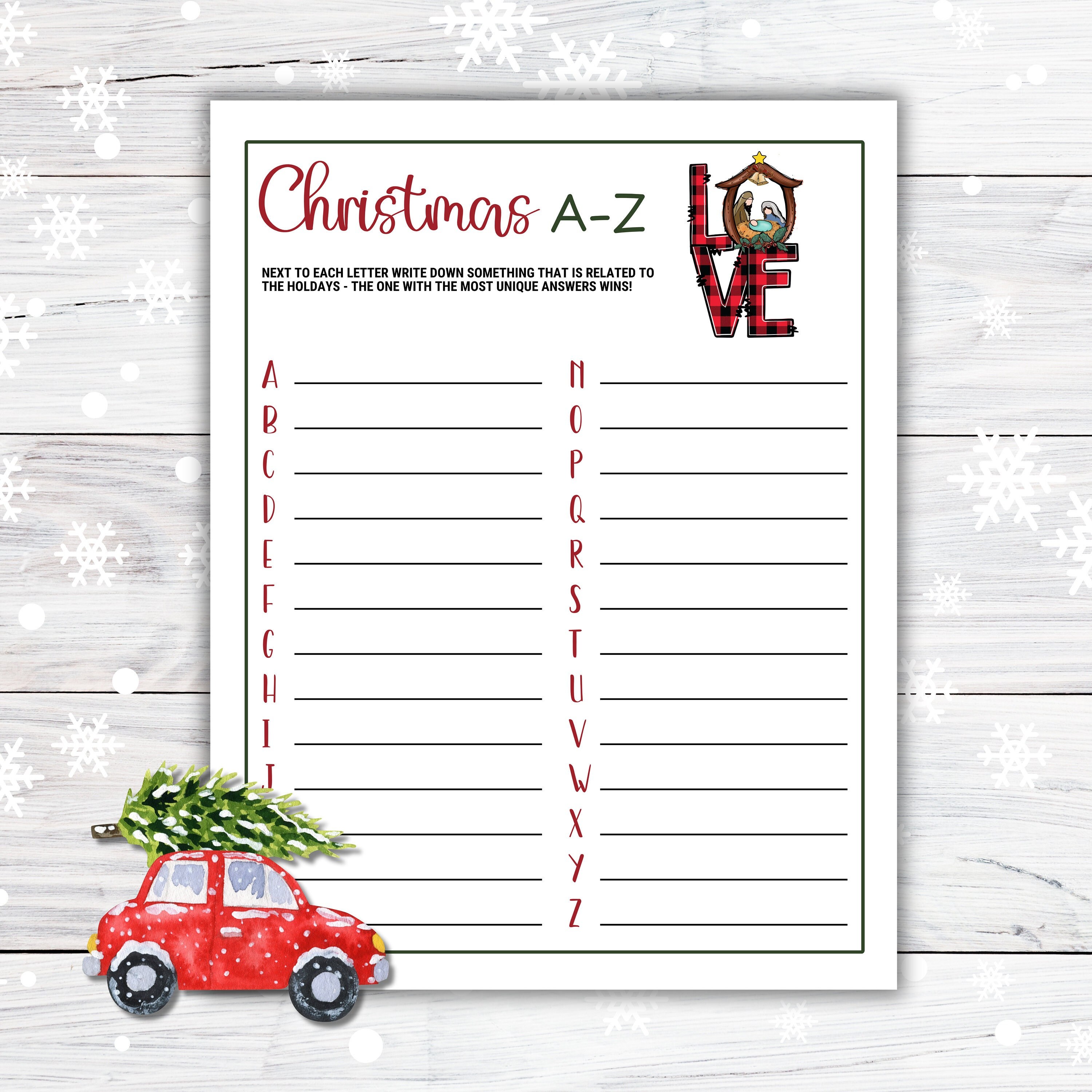 Christmas A-Z Word Game, Christmas Party Games for Family and Group ...