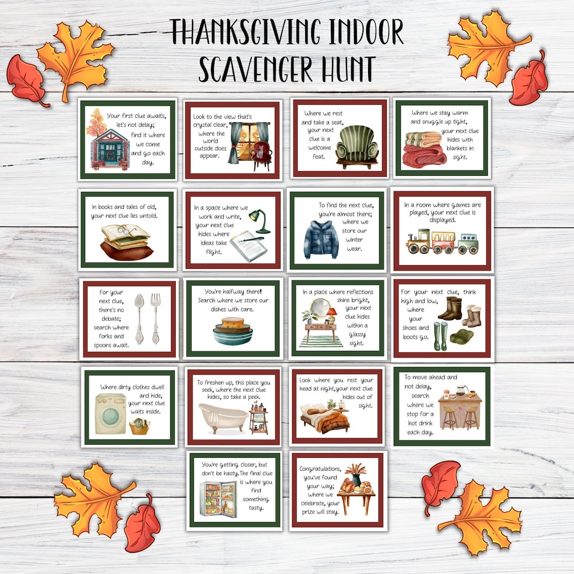Thanksgiving Scavenger Hunt for Kids, Indoor Scavenger Hunt, Teen ...