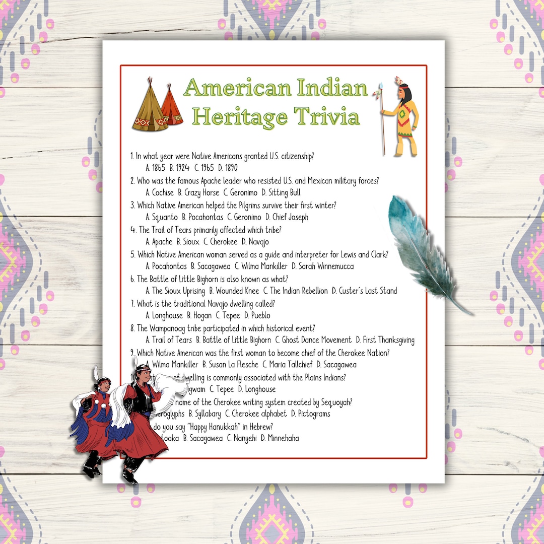 American Indian Heritage Trivia Game, Native American Indian Heritage ...